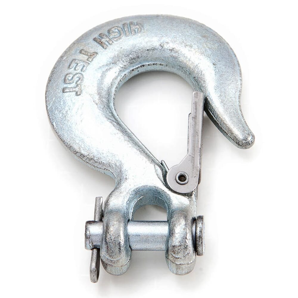 Clevis Slip Hook, Forged Galvanized, 1/4 in with Latch