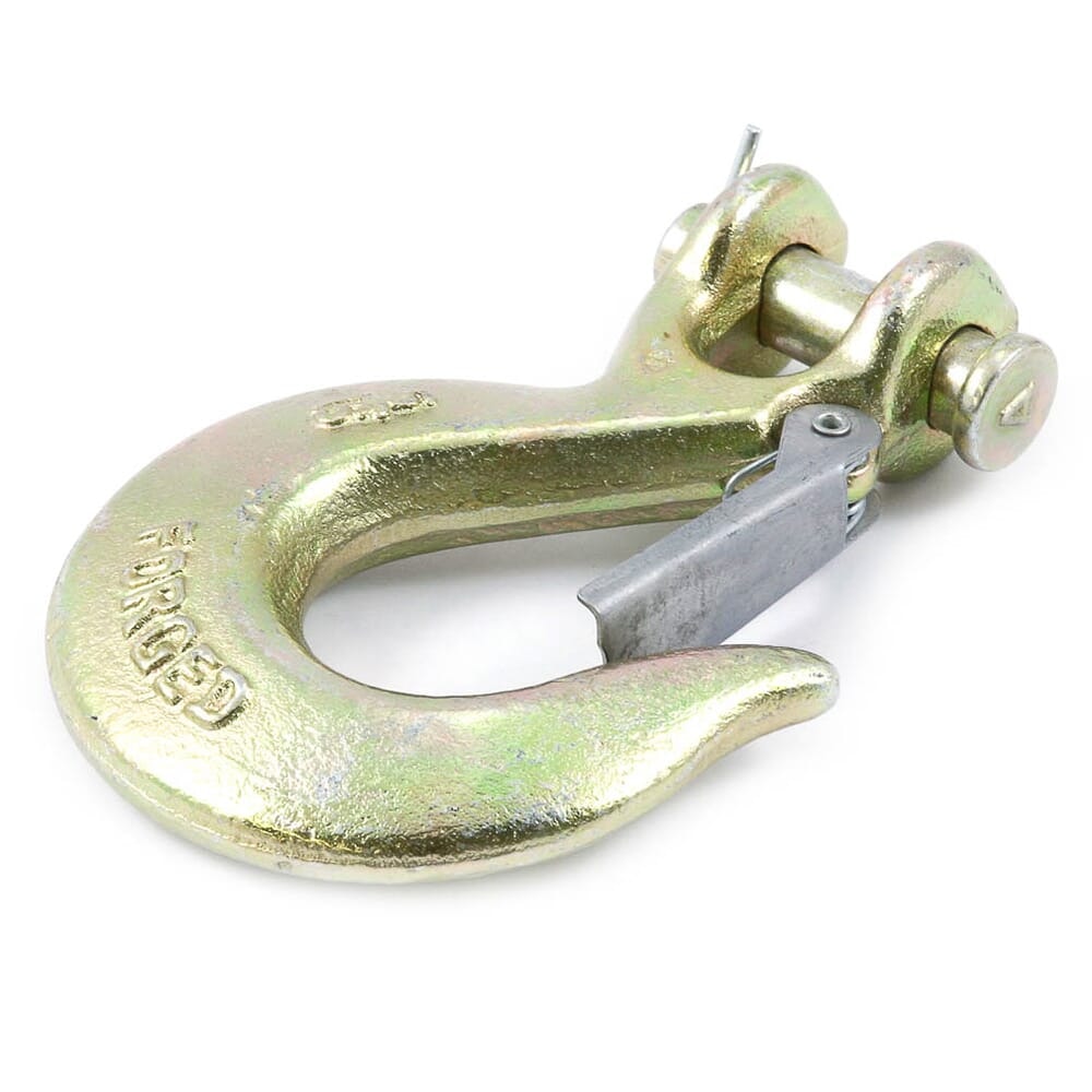 Clevis Slip Hook, Grade 70 (G70), Yellow Zinc, 5/16 in with Latch