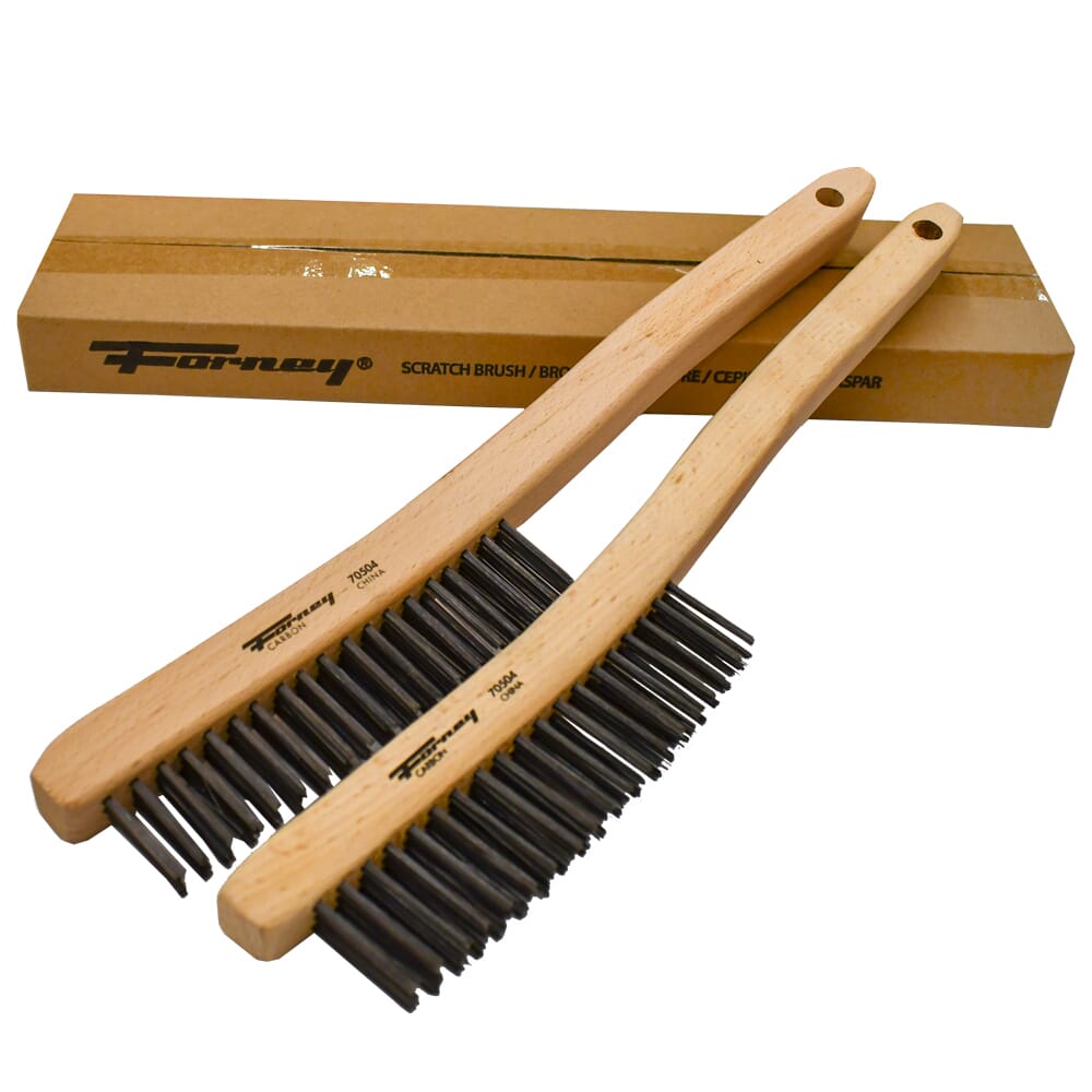 2-Pack Scratch Brush with Curved Handle, Carbon, 3 x 19 Rows