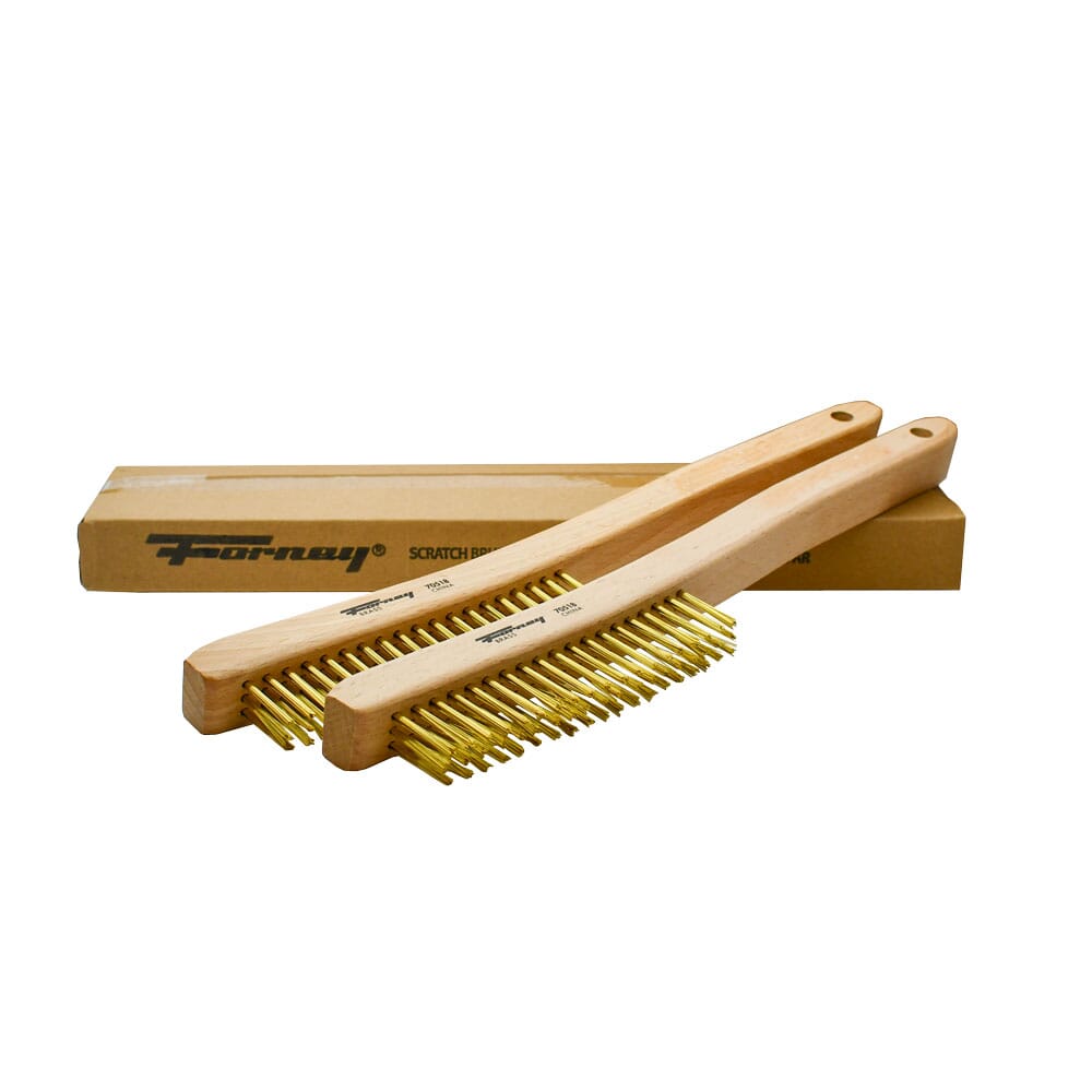 2-Pack Scratch Brush with Curved Handle, Brass, 3 x 19 Rows