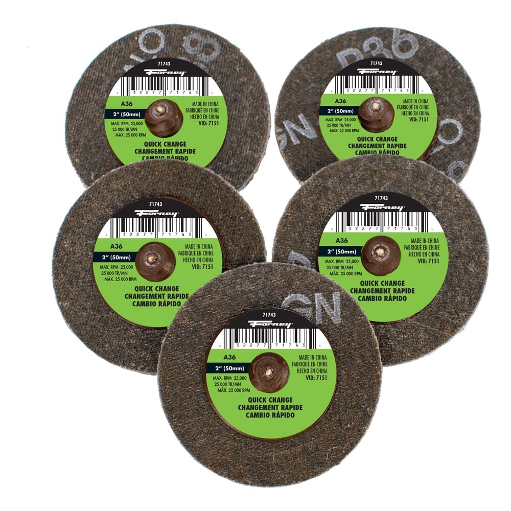 Quick Change Sanding Disc, 36 Grit, 2 in (5-pack of Forney 71743)