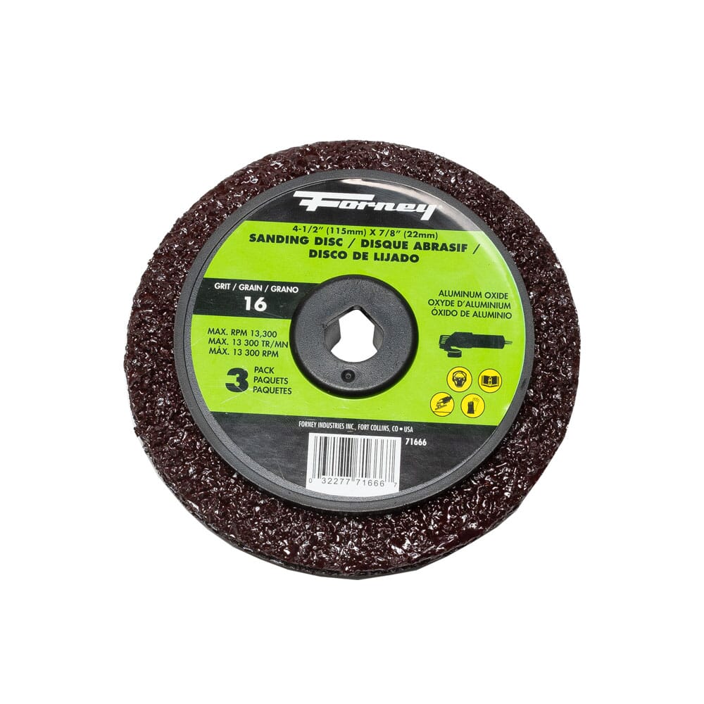 Resin Fibre Sanding Disc, Aluminum Oxide, 4-1/2 in x 7/8 in Arbor, 16 Grit