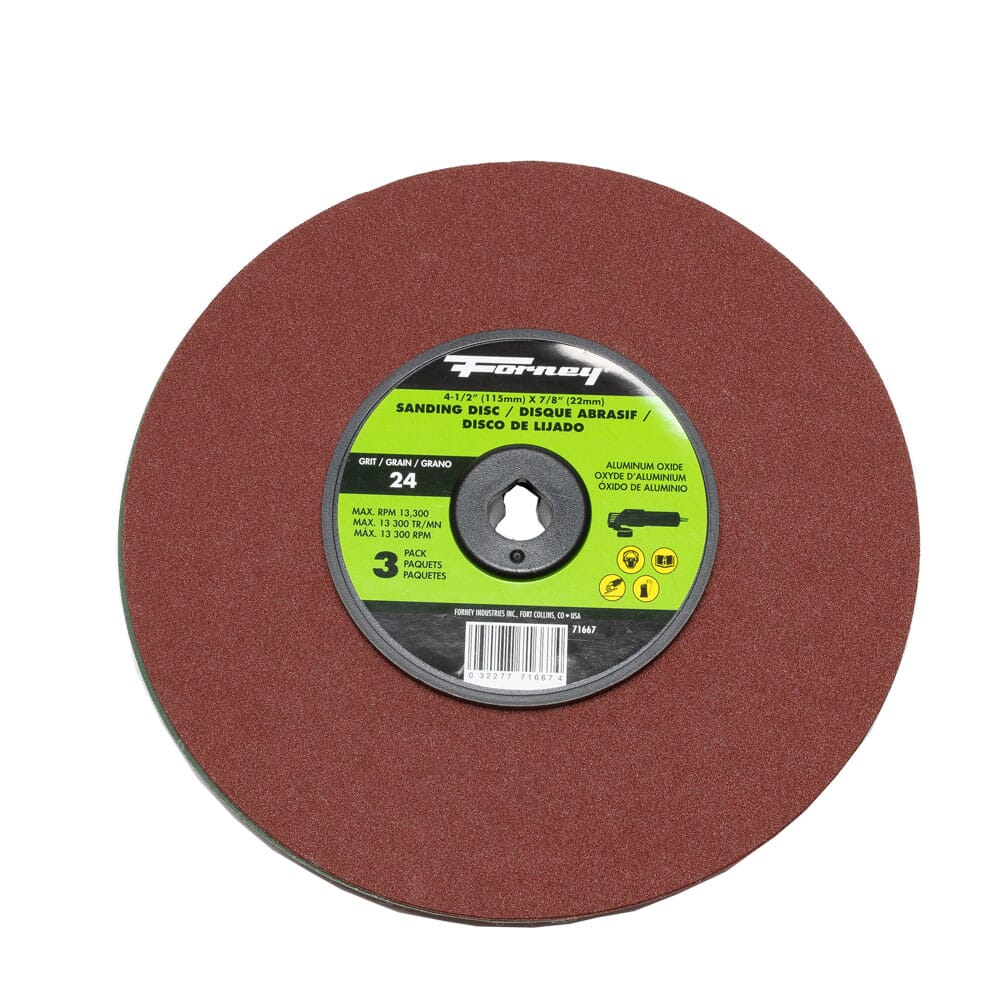 Resin Fibre Sanding Disc, Aluminum Oxide, 4-1/2 in x 7/8 in Arbor, 24 Grit