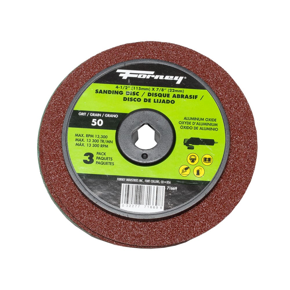 Resin Fibre Sanding Disc, Aluminum Oxide, 4-1/2 in x 7/8 in Arbor, 50 Grit