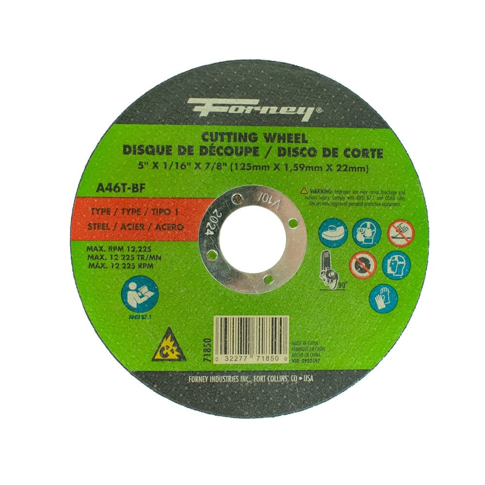 Cut-Off Wheel, Metal, Type 1 (Flat), 5 in x 1/16 in x 7/8 in