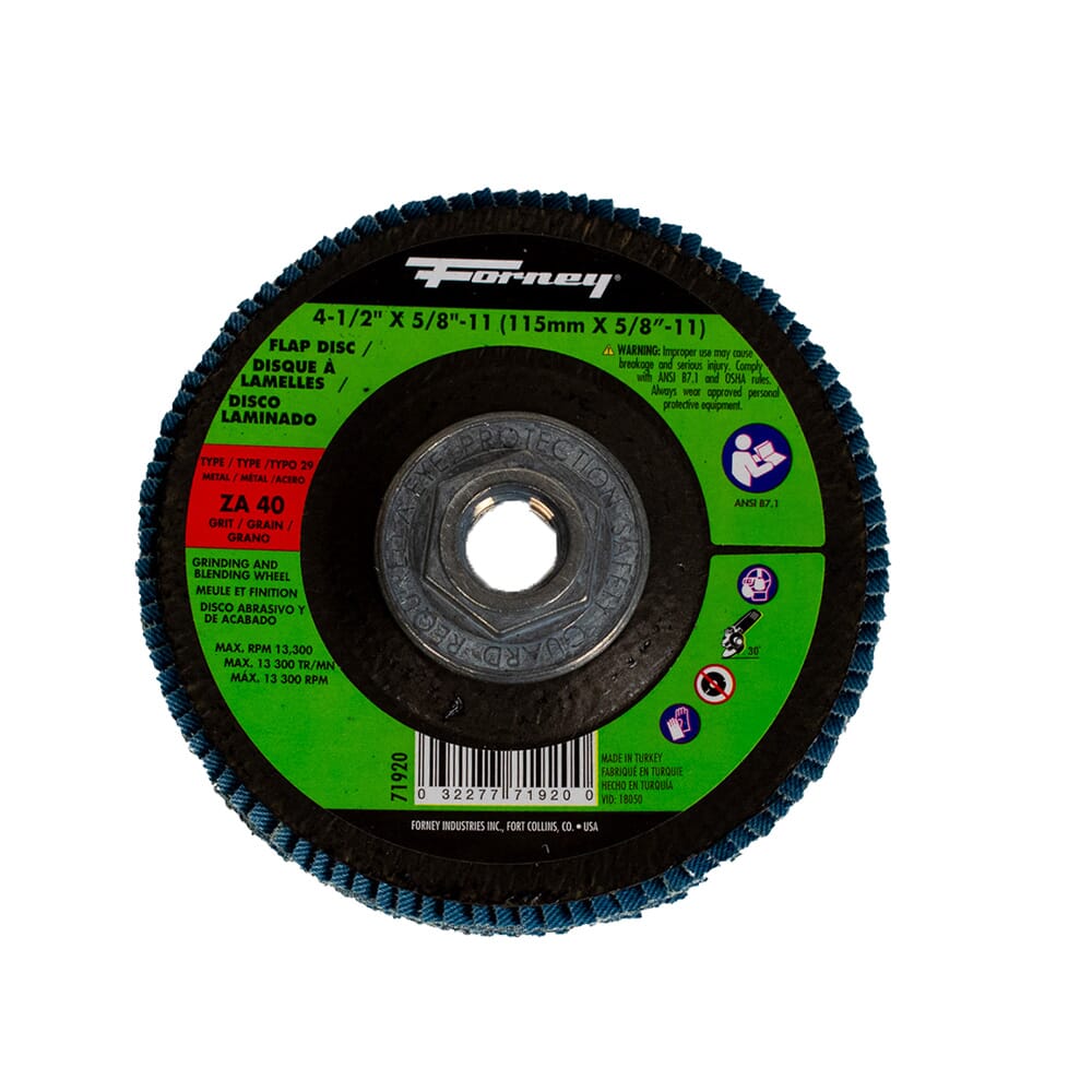 Flap Disc, High Density, Type 29, 4-1/2 in x 5/8 in-11, ZA40