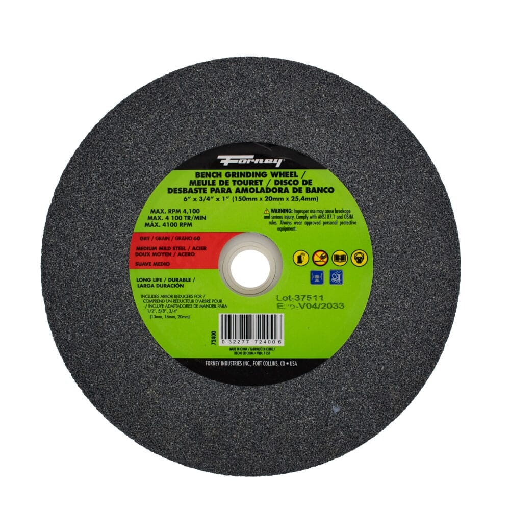 Bench Grinding Wheel, 6 in x 3/4 in x 1 in