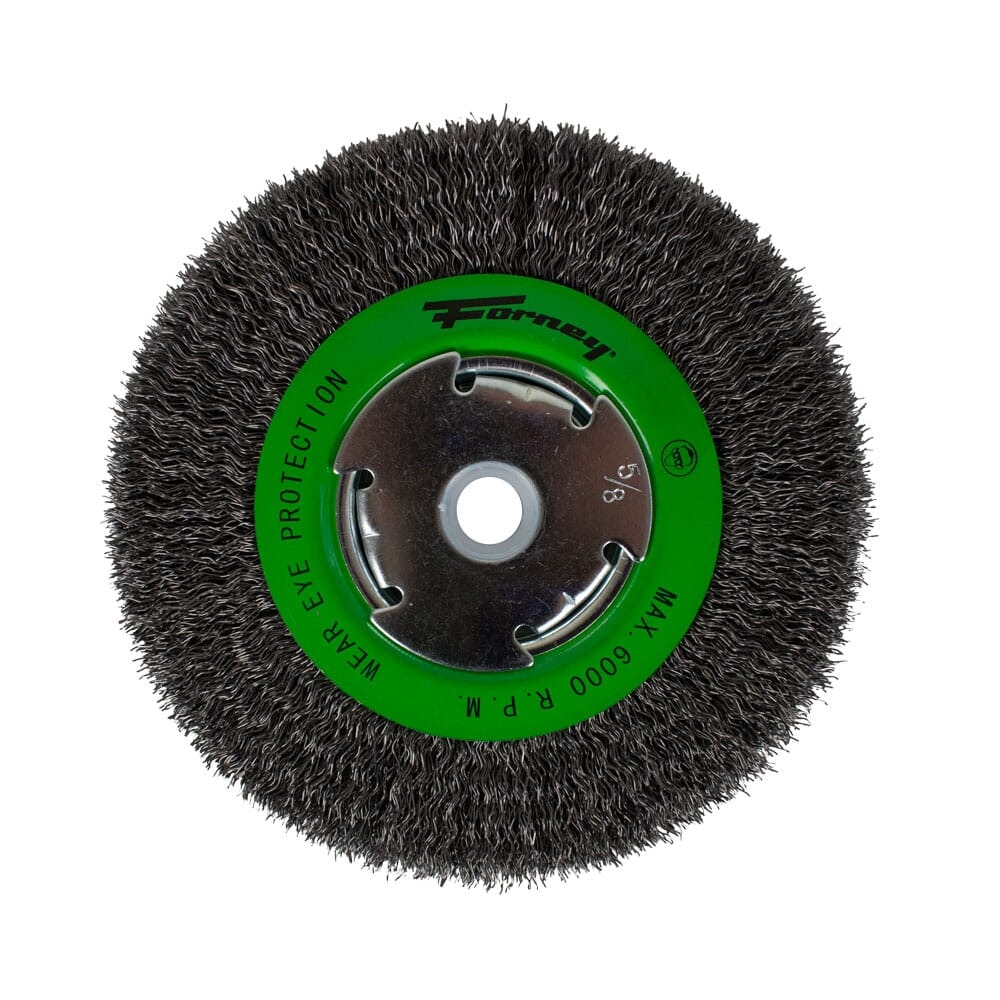 Wire Wheel, Crimped, 8 in x .014 in x 1/2 in - 5/8 in Arbor