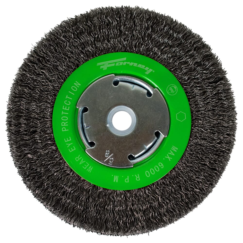Wire Wheel, Crimped, 6 in x .014 in, High-Density Face, 1/2 in - 5/8 in ...