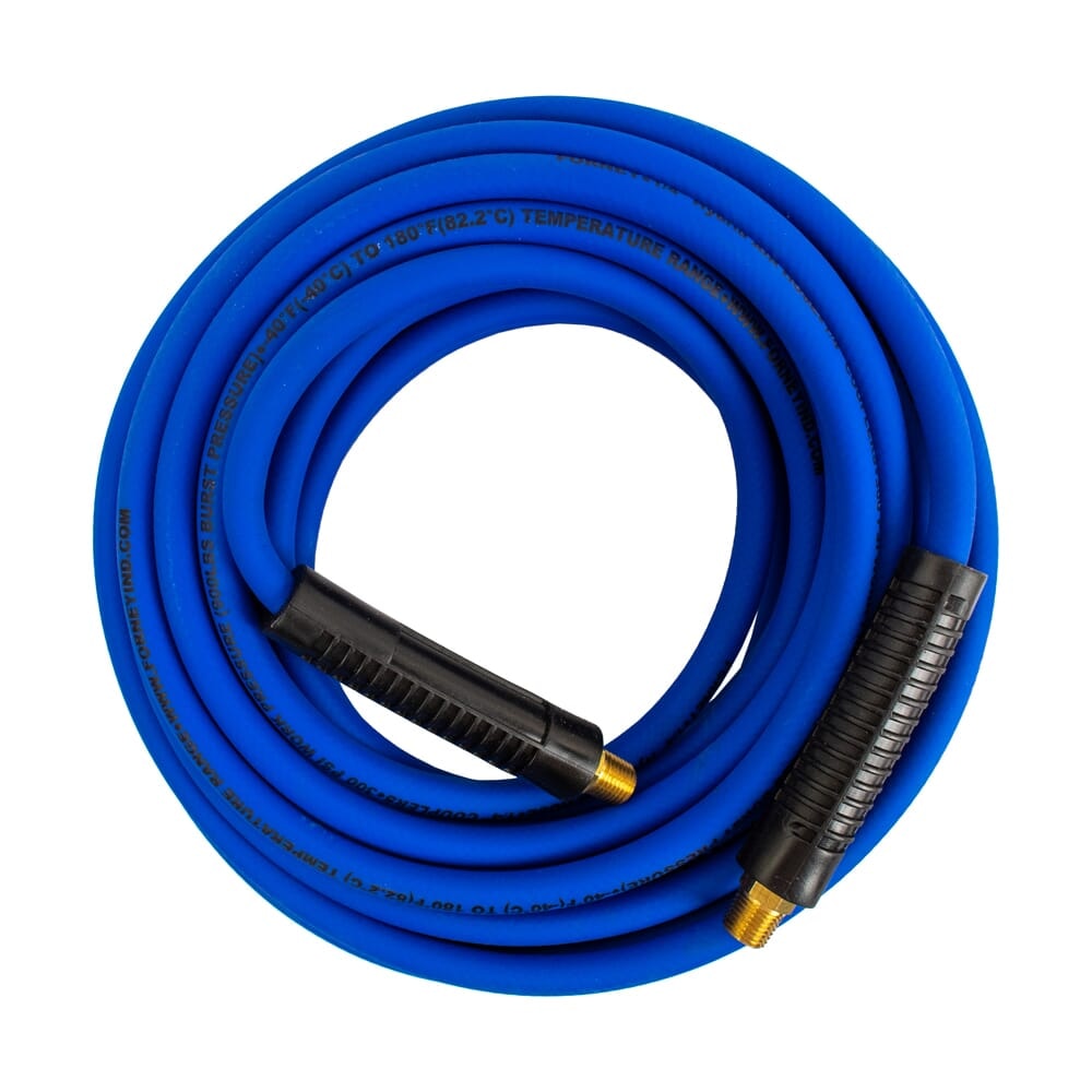 Blue Hybrid Air Hose, 1/4 in ID x 50 ft, 1/4 in MNPT fitting